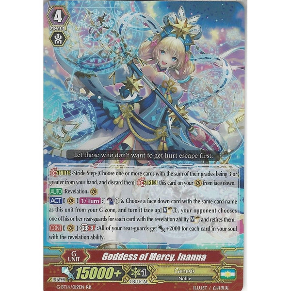 Cardfight Vanguard Goddess Of Mercy, Inanna - G-BT14/019EN RR - Recaptured LTD