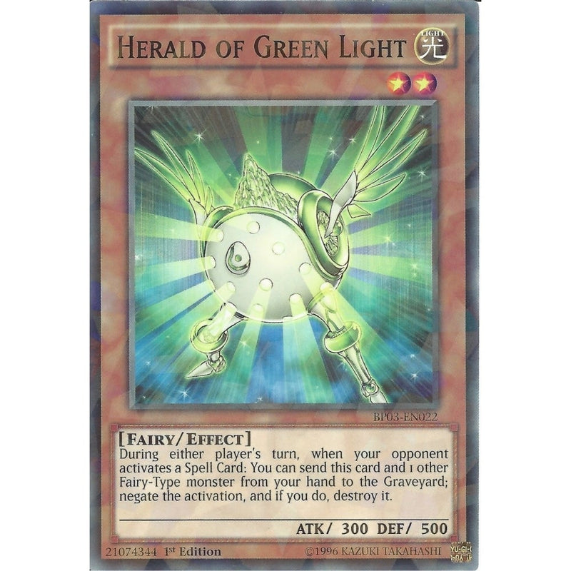 Yu-Gi-Oh HERALD OF GREEN LIGHT - SHATTERFOIL RARE - BP03-EN022 - 1st E - Recaptured LTD
